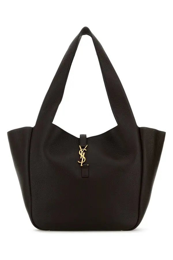 Saint Laurent Le 5 À 7 Bea Shopping Bag In Deer Leather With Golden Metal Finishing - Brown