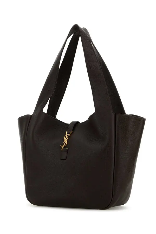 Saint Laurent Le 5 À 7 Bea Shopping Bag In Deer Leather With Golden Metal Finishing - Brown