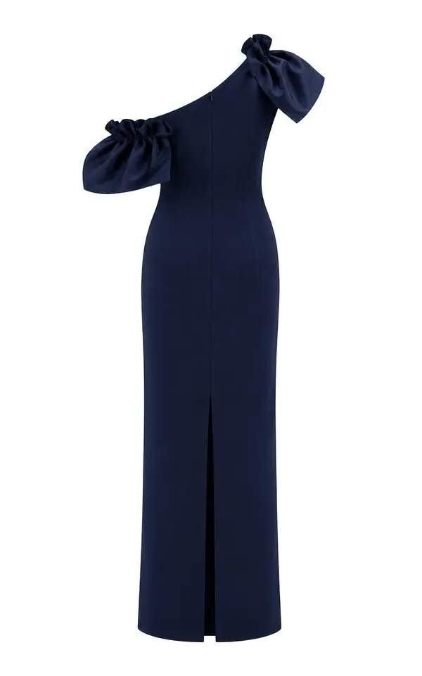 REDONDO BRAND Emilia One-shoulder Ruffled Maxi Dress - Blue