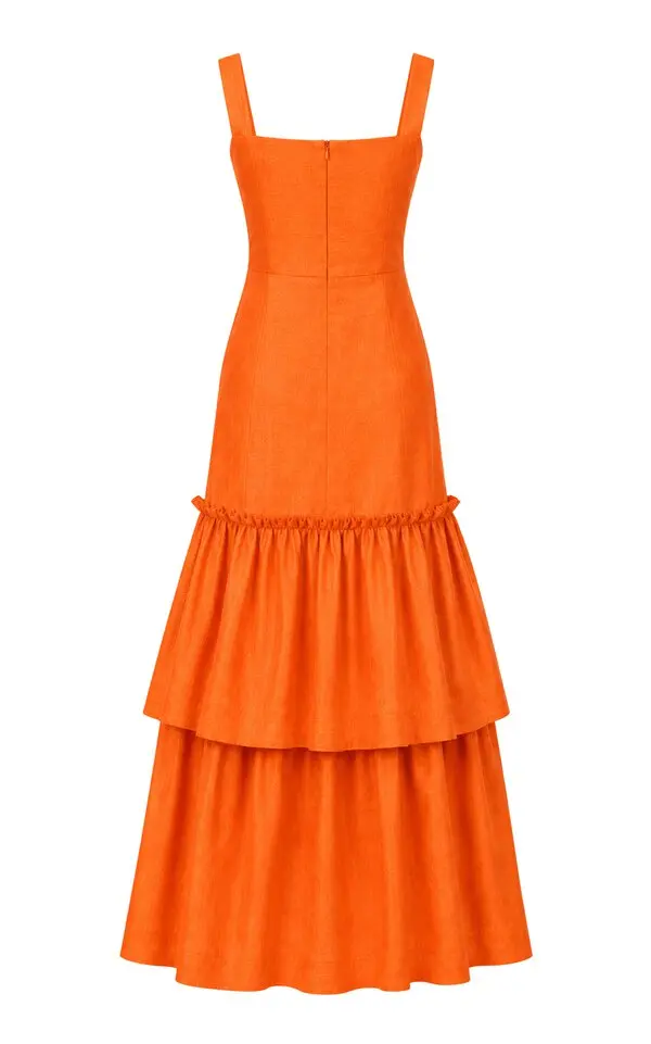REDONDO BRAND Salome Maxi Dress With Tiered Ruffles - Orange