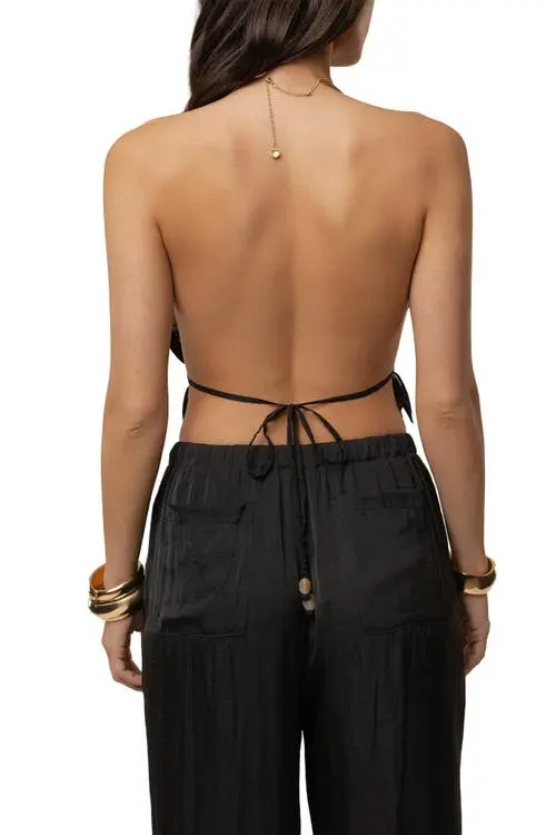 JLUXLABEL Moonlit Coast Halter Top - Black