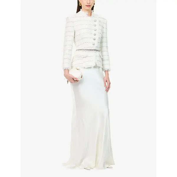 SELF-PORTRAIT Bouclé And Satin Maxi Dress
