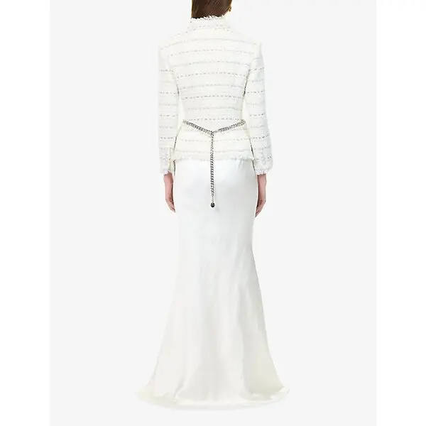 SELF-PORTRAIT Bouclé And Satin Maxi Dress