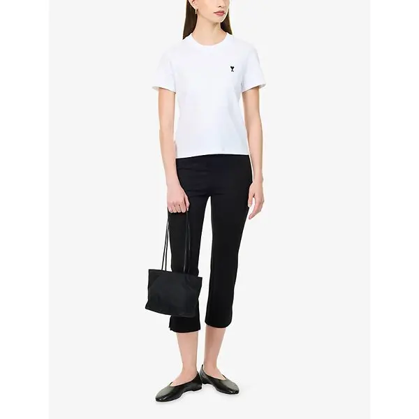 AMI Paris Contrast Logo-embroidered Cotton T-shirt