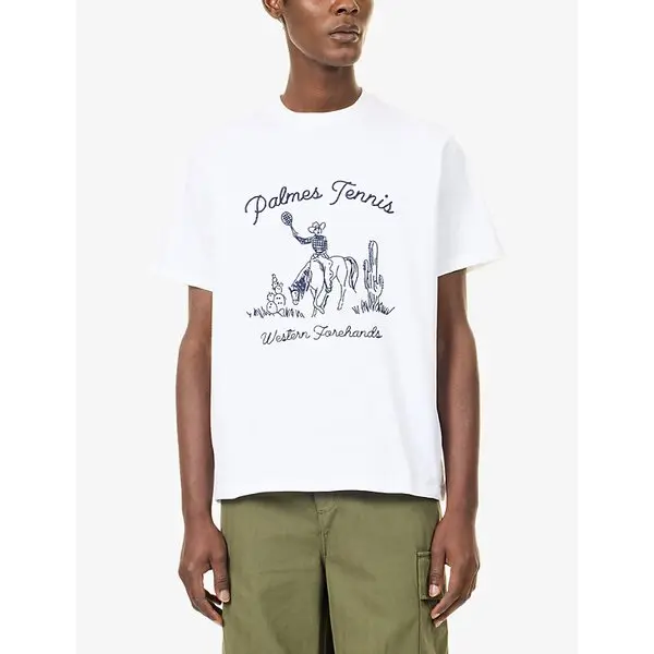 PALMES Western Brand-embroidered Cotton T-shirt