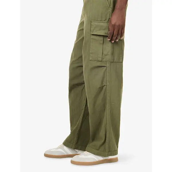 PALMES Herringbone Cotton Cargo Trousers