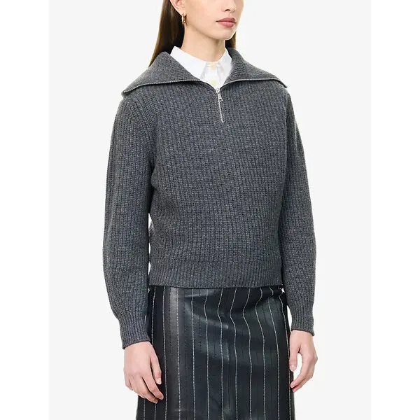Max Mara Ribbed Wool Half-zip Jumper