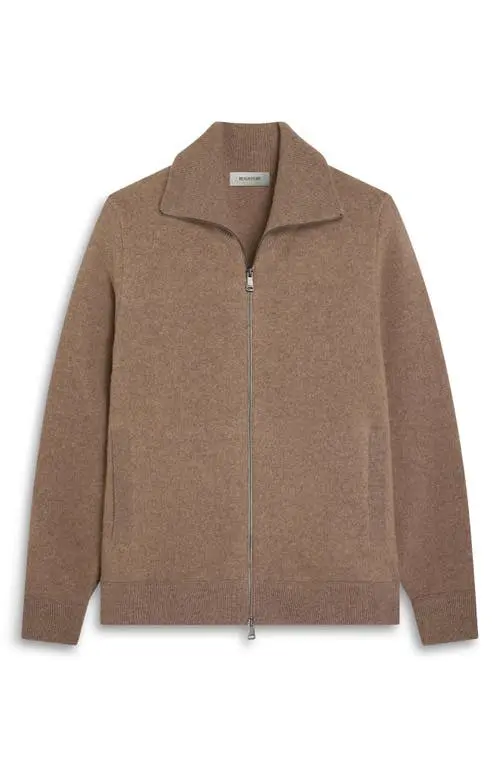 Bugatchi Wool Blend Full Zip Sweater Jacket - Tobacco