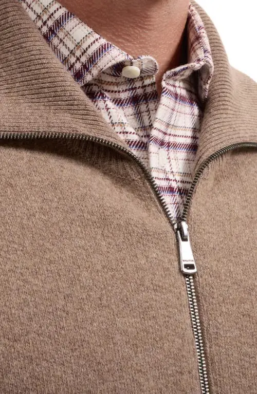 Bugatchi Wool Blend Full Zip Sweater Jacket - Tobacco