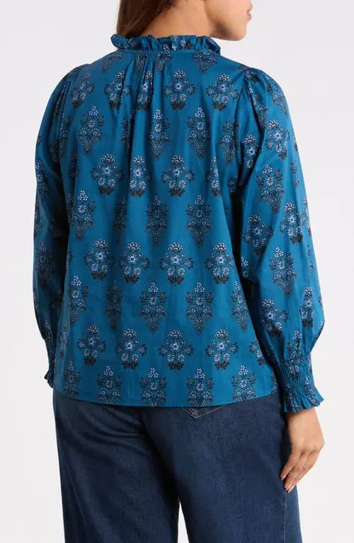 SUGARLIPS Minny Floral Frill Cotton Button-up Shirt