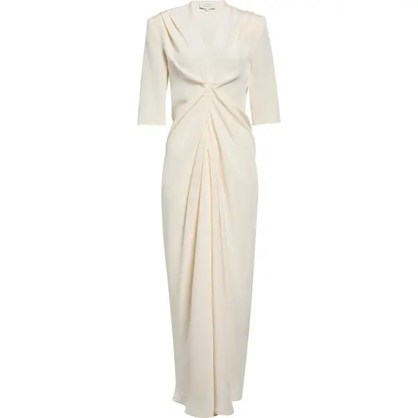 Loulou De Saison Willa Pleat Front Silk Crêpe De Chine Maxi Dress - Ivory