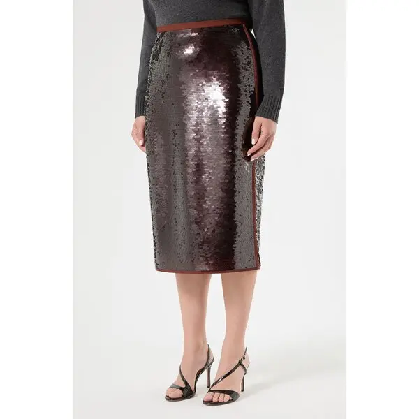 Marina Rinaldi Sequined Jersey Midi Skirt