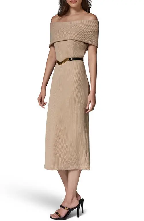 Donna Karan New York Off-the-shoulder Ribbed Dress