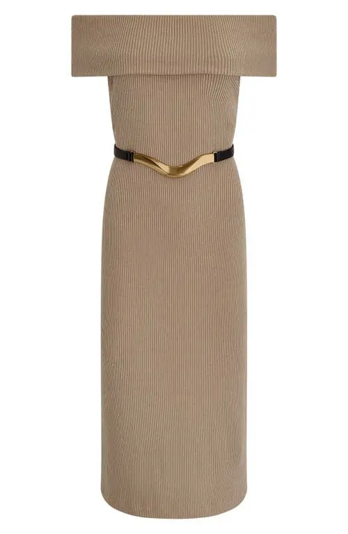 Donna Karan New York Off-the-shoulder Ribbed Dress