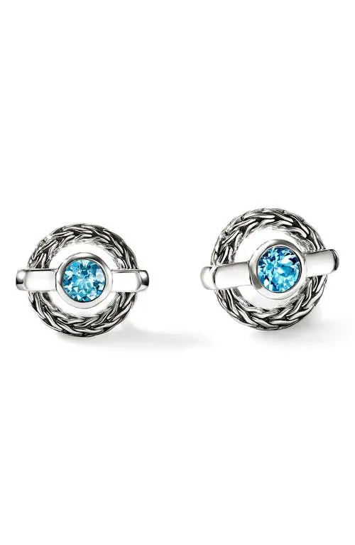 John Hardy Icon Treated Swiss Blue Topaz Stud Earrings