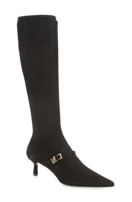 Prada Stretch Knee High Boot With Sculptural Heel