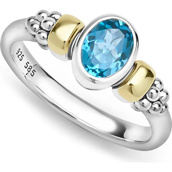 Lagos Signature Caviar Blue Topaz Ring