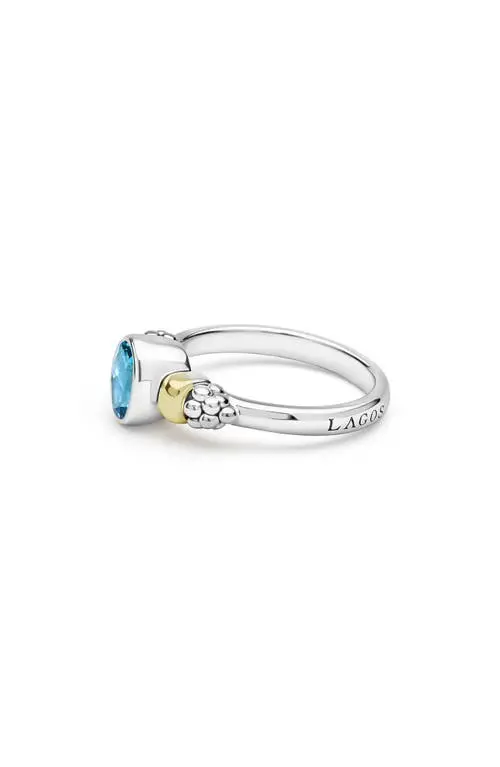Lagos Signature Caviar Blue Topaz Ring