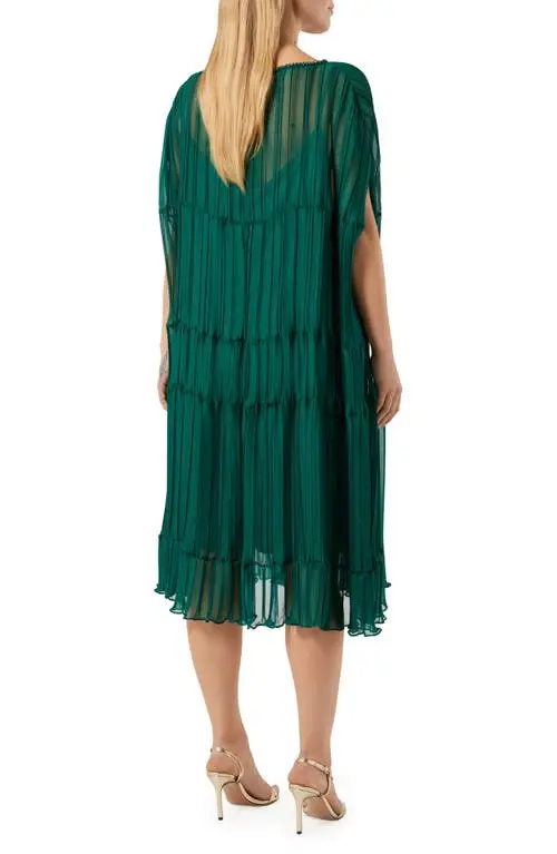 Marina Rinaldi Plissé Sleeveless Tiered Dress