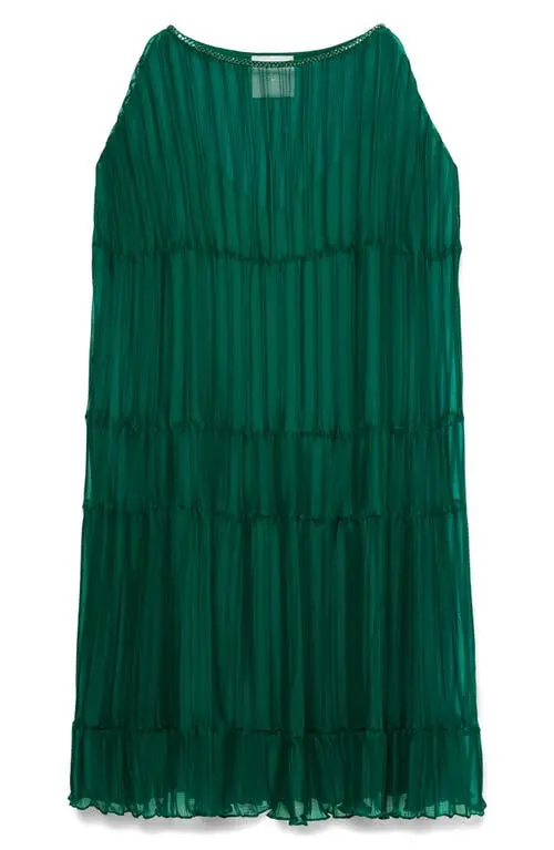 Marina Rinaldi Plissé Sleeveless Tiered Dress