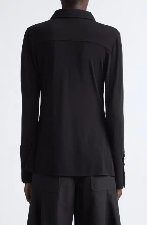 COURREGES Two-pocket Stretch Jersey Snap Front Shirt - Black