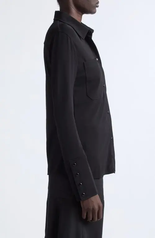 COURREGES Two-pocket Stretch Jersey Snap Front Shirt - Black