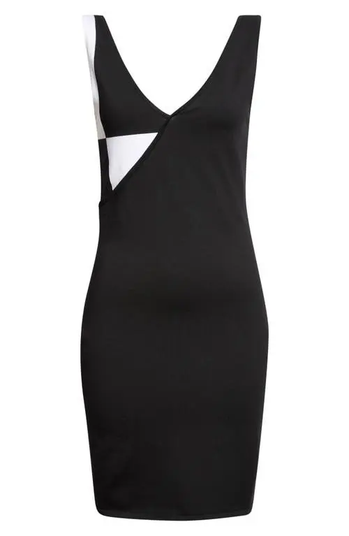 Versace Stretch Wool Blend Knit Geometric Print Mini Dress