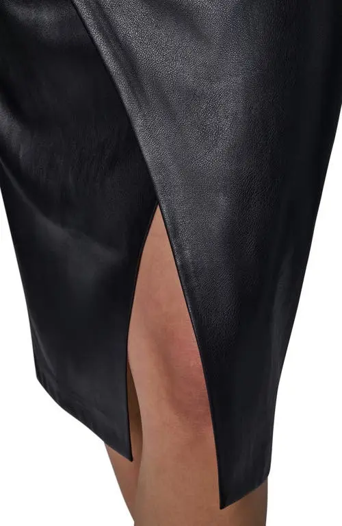 Donna Karan New York Sleeveless Faux Leather Midi Dress With Belt