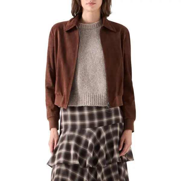 Akris Suede Bomber Jacket