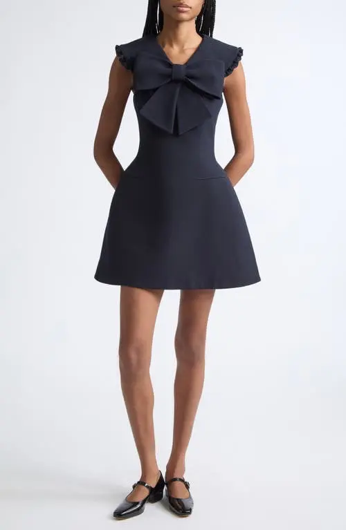 SHUSHU/TONG Big Bow Wool Minidress - Navy Blue