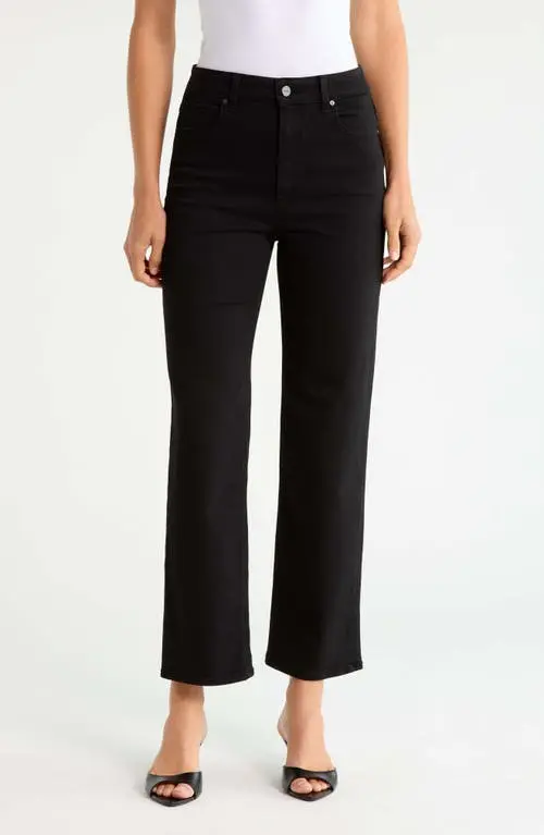 Paige Stevie High Waist Ankle Straight Leg Jeans - Black Shadow