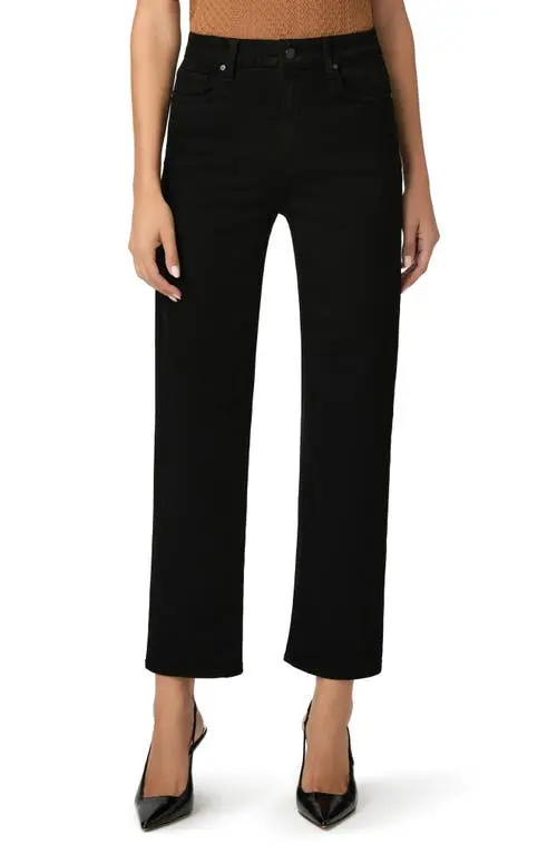 Paige Stevie High Waist Ankle Straight Leg Jeans - Black Shadow