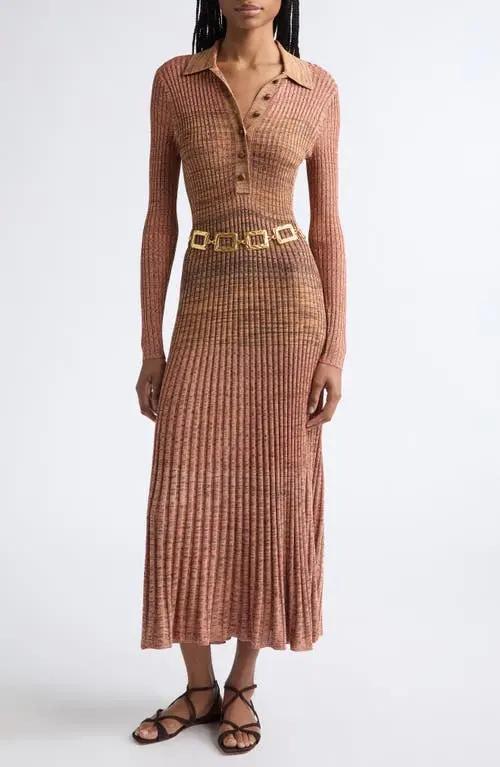 Zimmermann Mouliné Rib Polo Sweater Dress - Chocolate Multi