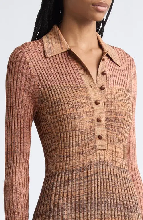 Zimmermann Mouliné Rib Polo Sweater Dress - Chocolate Multi