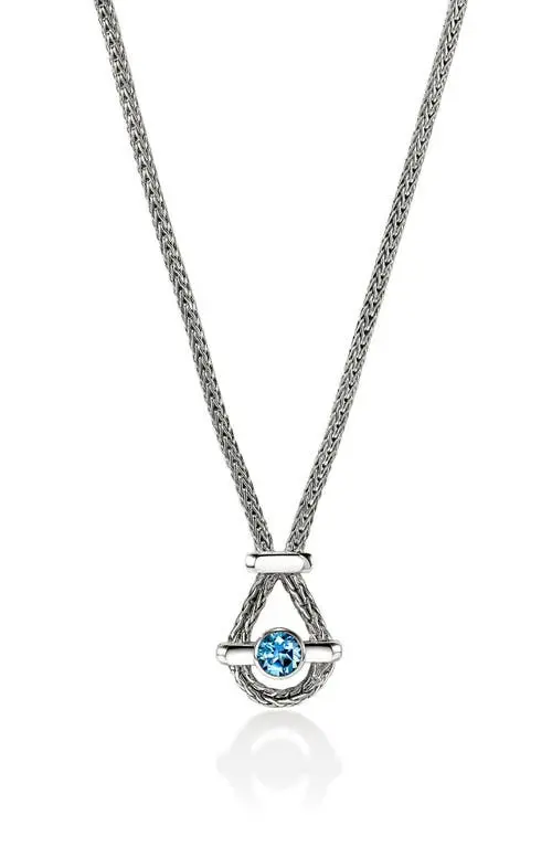 John Hardy Sterling Swiss Blue Topaz Pendant Necklace - Silver