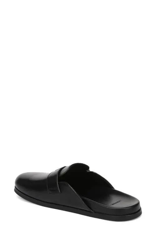 Vince Leon Leather Loafer Mule - Black