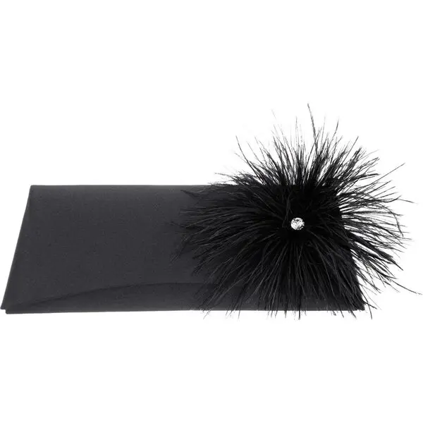 Nina Zosia Feather Trim Clutch - Black