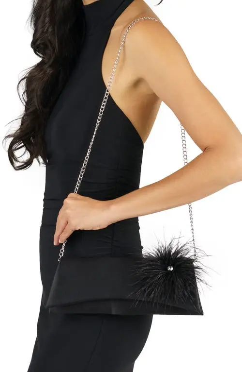 Nina Zosia Feather Trim Clutch - Black