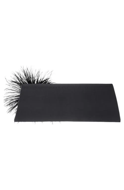 Nina Zosia Feather Trim Clutch - Black