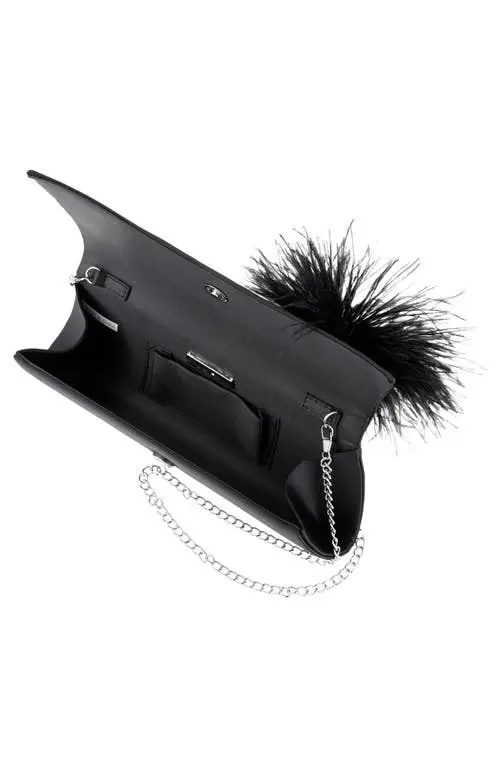 Nina Zosia Feather Trim Clutch - Black