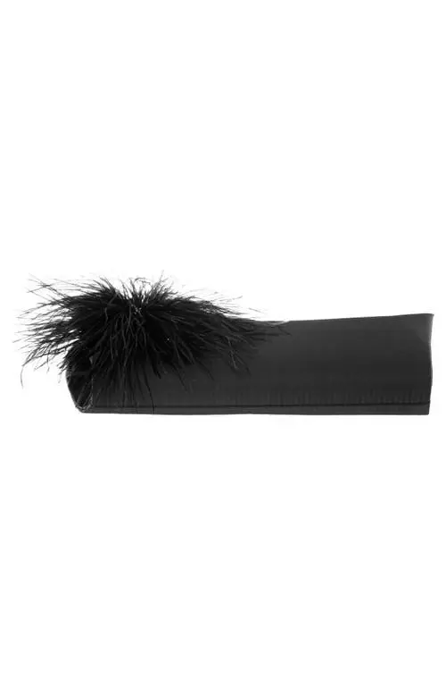 Nina Zosia Feather Trim Clutch - Black