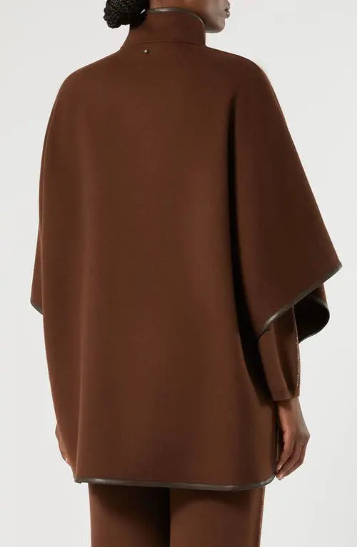 Marina Rinaldi Virgin Wool Cape With Contrast Piping