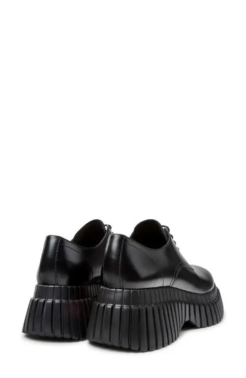 Camper Leather Derby With Chunky Ribbed Sole - Black