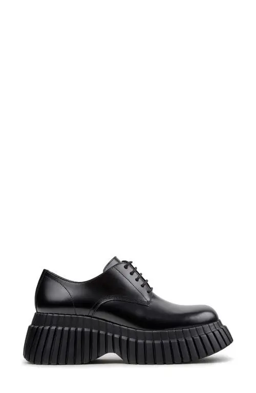 Camper Leather Derby With Chunky Ribbed Sole - Black