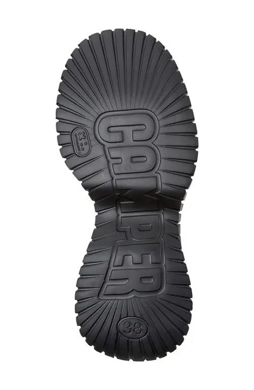 Camper Leather Derby With Chunky Ribbed Sole - Black