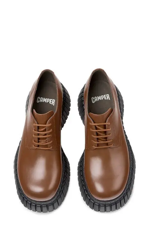 Camper Leather Derby With Chunky Ribbed Sole
