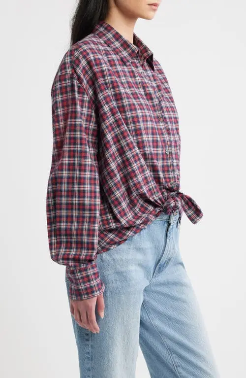 CISSA Plaid Knotted Front Cotton Shirt