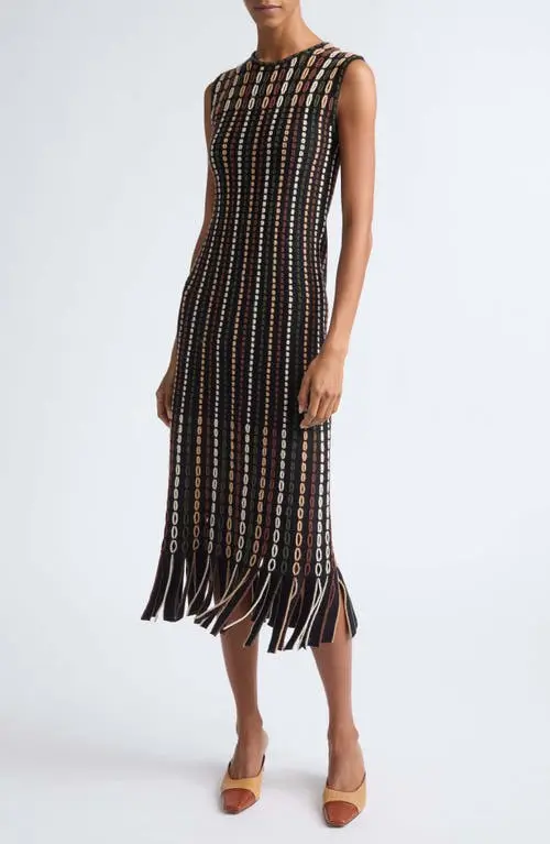 Ulla Johnson Amina Fringe Knit Midi Dress - Noctis