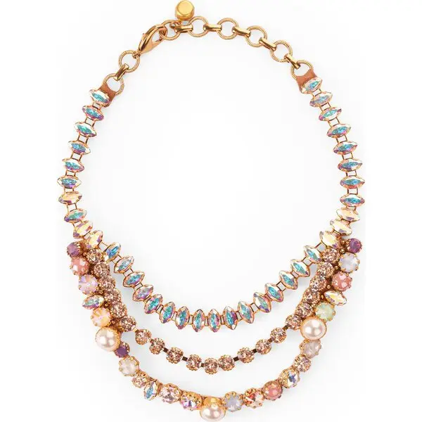 Deepa Gurnani Alka Tiered Crystal Necklace - Pastel Multi