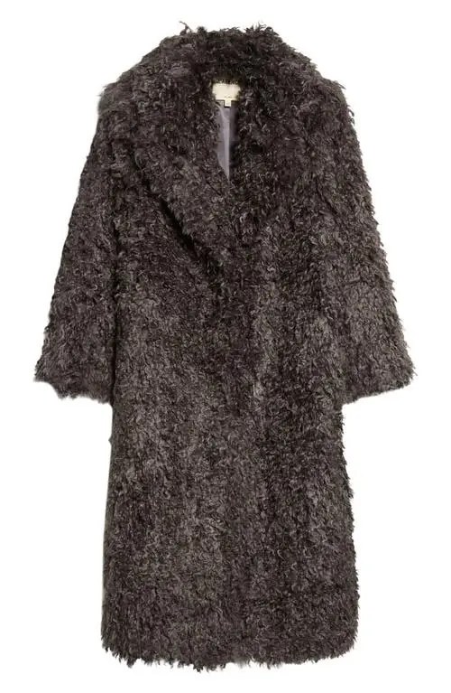 L'Agence Lizbeth Faux Fur Longline Jacket - Grey Olive
